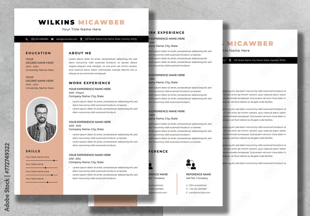 Minimal Resume Template Layout Stock Template | Adobe Stock