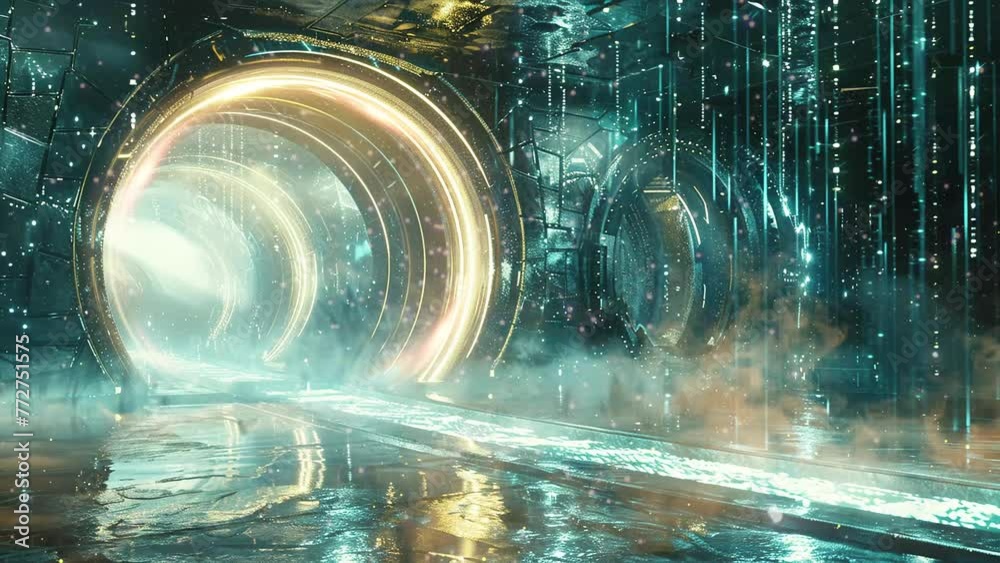 quantum crossing alien entity emerges within floating. seamless looping ...