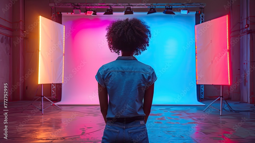 Professional photography studio, model shoot setup, lights and camera ...