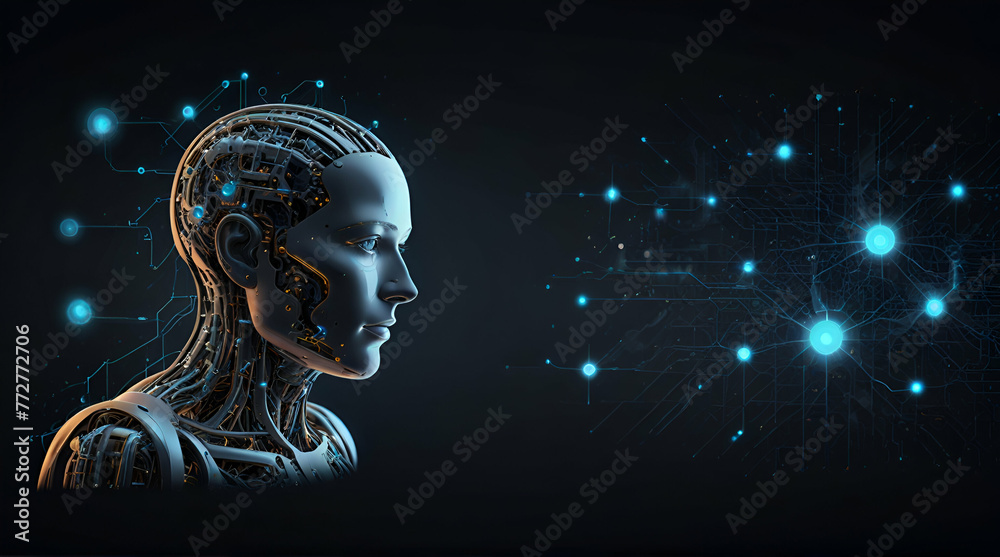 Robotic ai,chat bot.futuristic technology or machine learning data ...