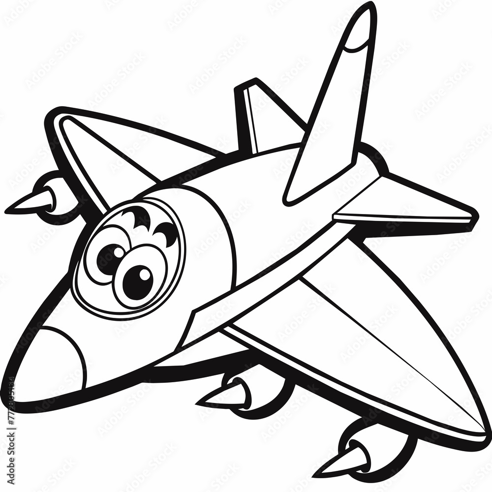 Vector Jet, solid black outline coloring page, Jet Stock Vector | Adobe ...