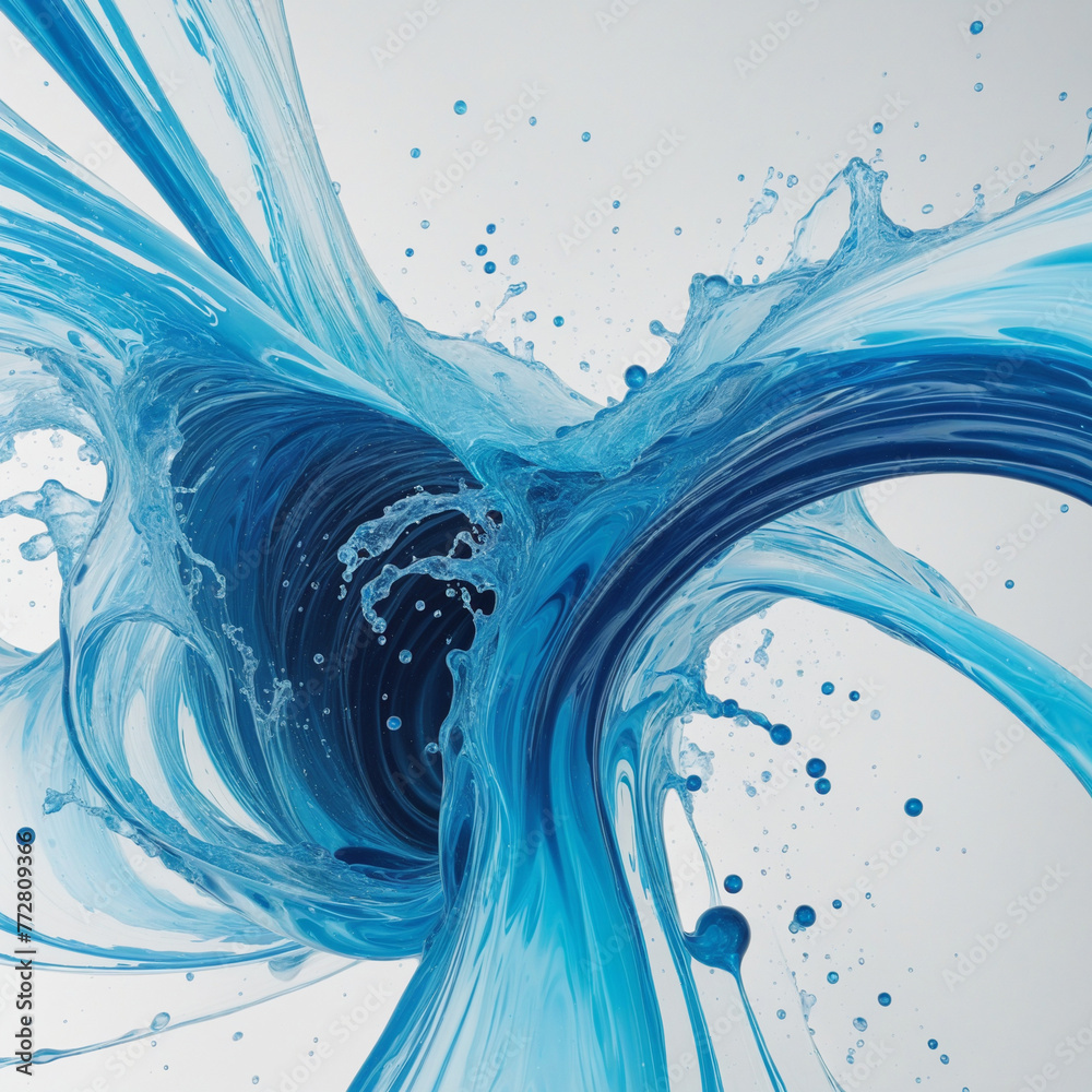 swirling galaxy ink blue water splash frozen in an abstract futuristic ...