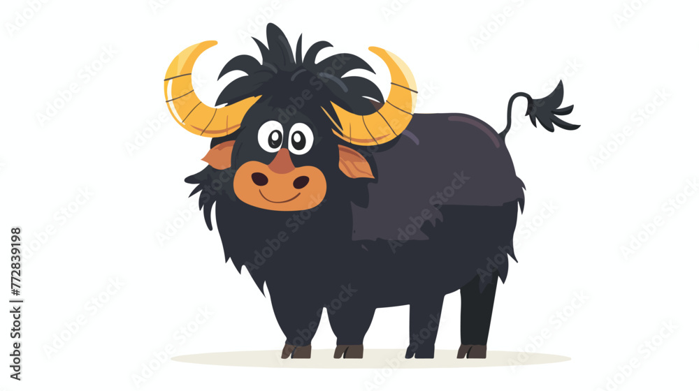 Cartoon happy yak Flat vector isolated on white background Stock Vector ...