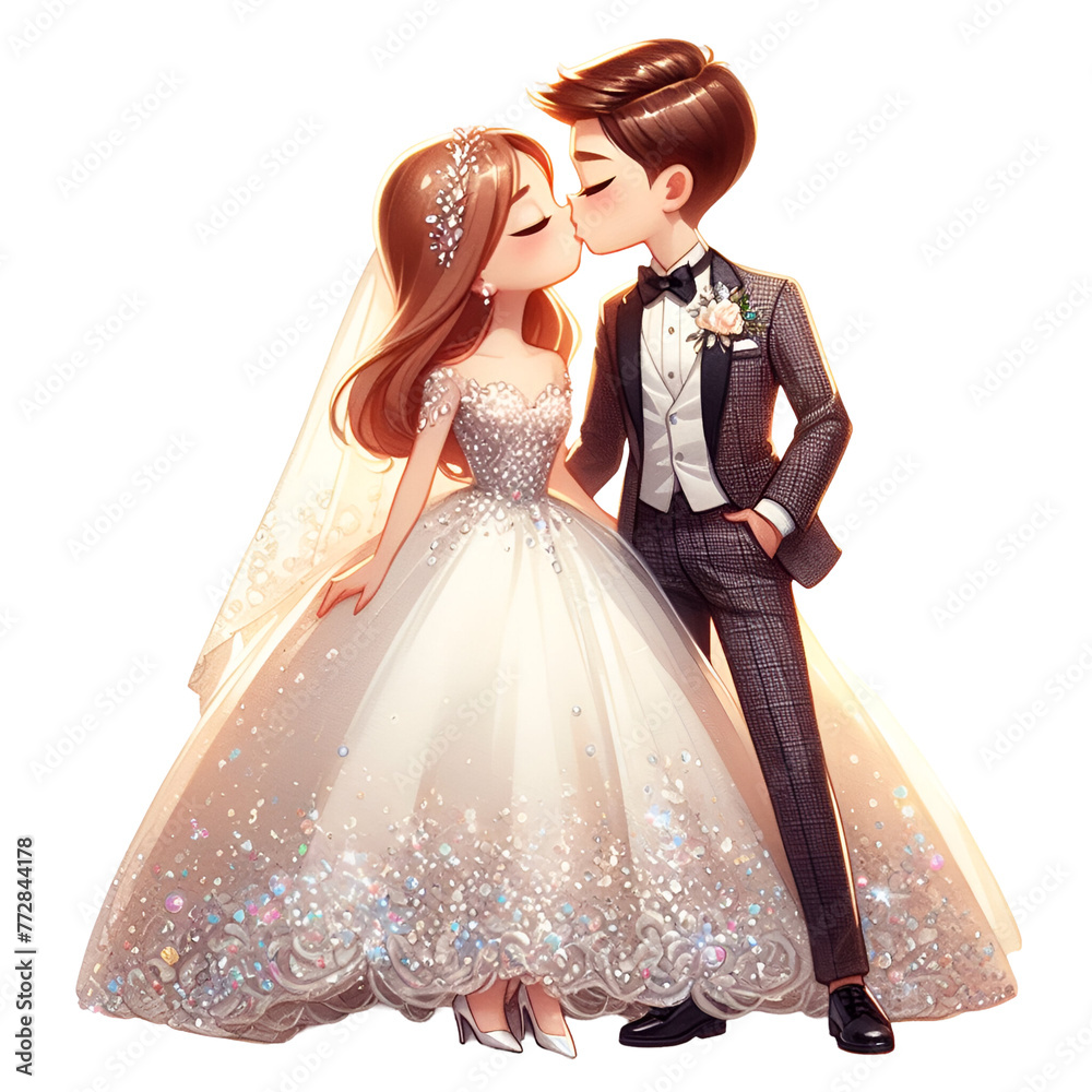Cute Wedding Couple Clipart, Watercolor Bride and Groom Clipart ...