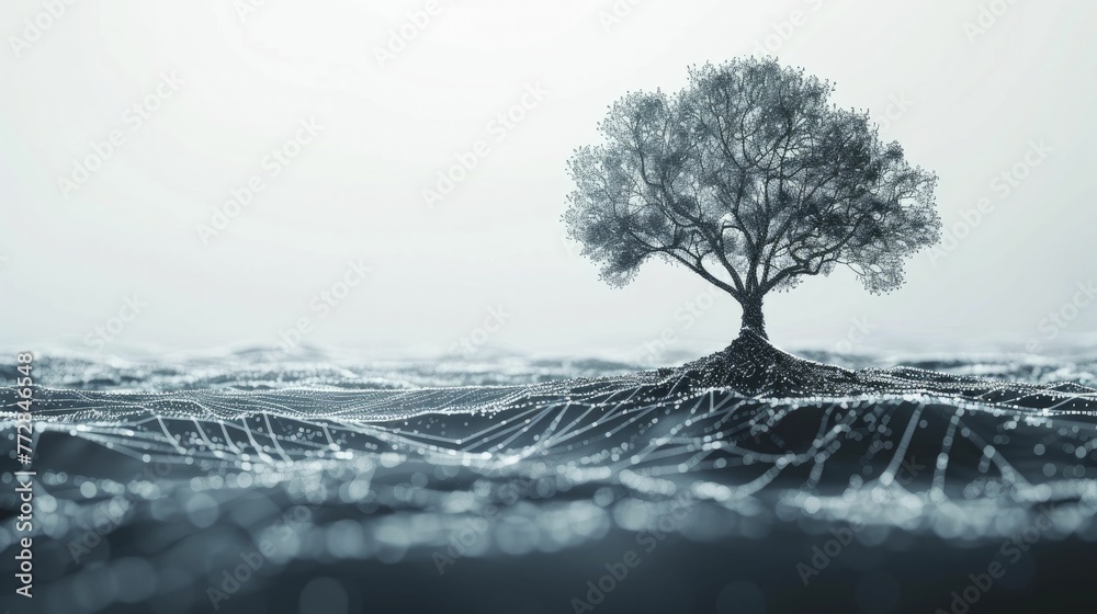 Minimalistic visualization of data streams forming the roots of a tree ...