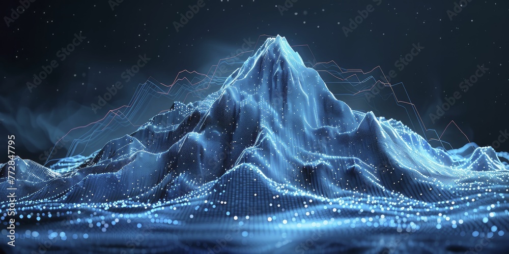 Visualizing elevation data on a stylized mountain vector against a ...