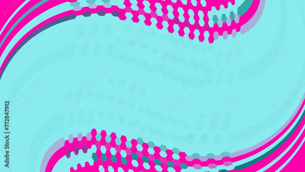 Pastel green background with pink wave lines as a border Stock ...