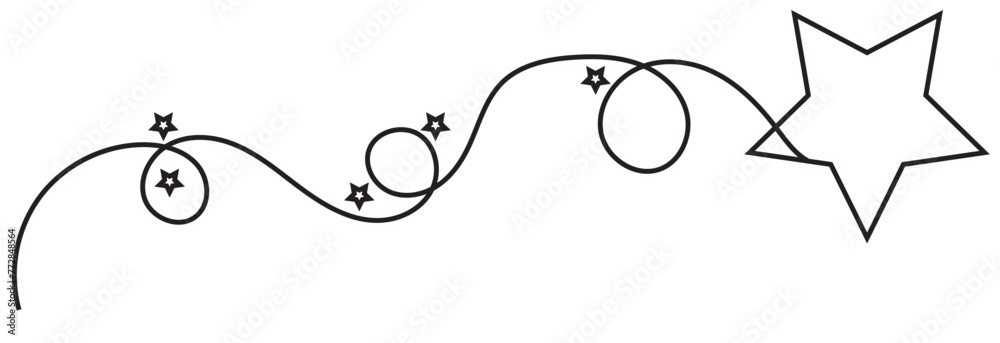 One continuous line drawing of Christmas frame and border with stars ...