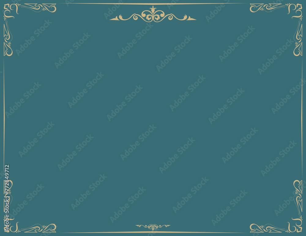 Vintage frame lines and border with corners on elegant blue background ...