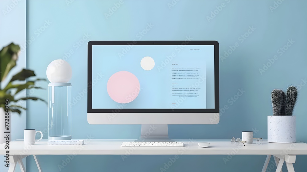 Minimalist UI Design on Desktop Mockup with Figma and Pastel Color ...