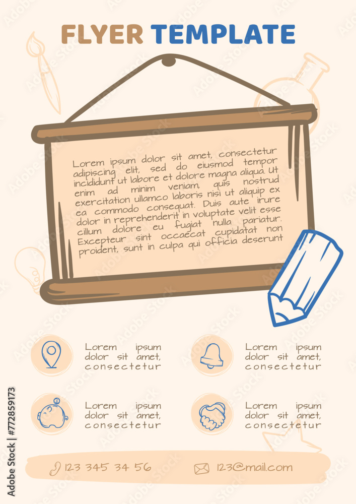 Editable flyer template, advertisement related to education, university ...