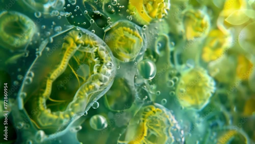 Vidéo Stock Microscopic view of a chloroplast undergoing photosynthesis ...