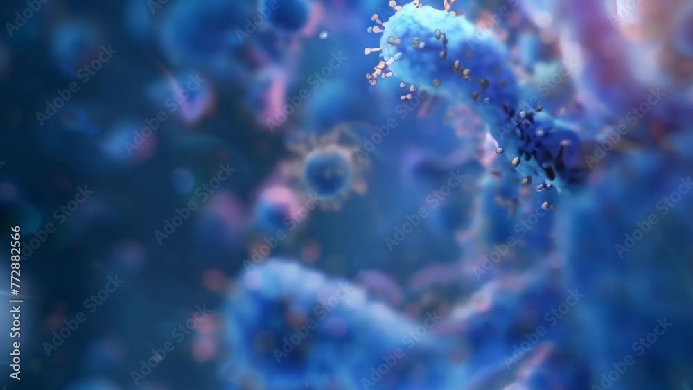 A microscopic perspective of a bacterial colony with individual cells ...