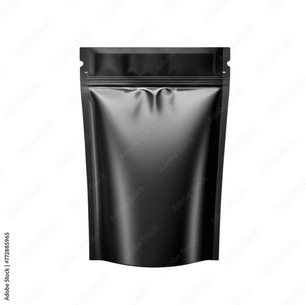 black blank doypack food bag packaging on Isolated transparent ...