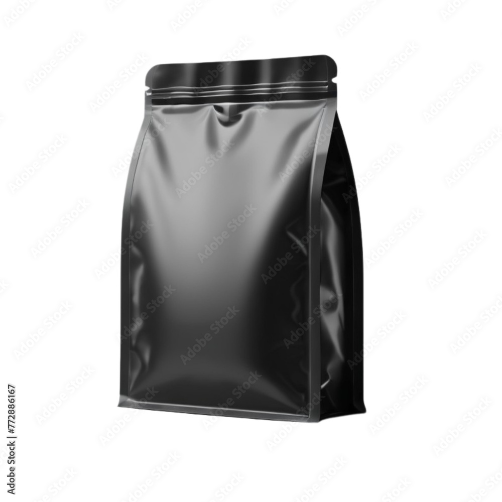 black blank doypack food bag packaging on Isolated transparent ...