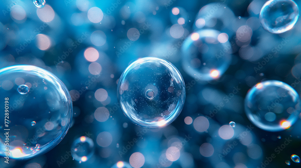 Cell, molecule concept. Soap bubbles group macro representing abstract ...
