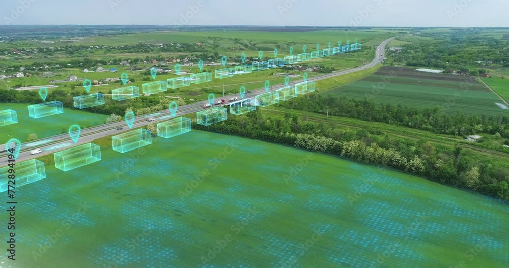 Visualization of cargo delivery. Smart delivery concept. Delivery of ...