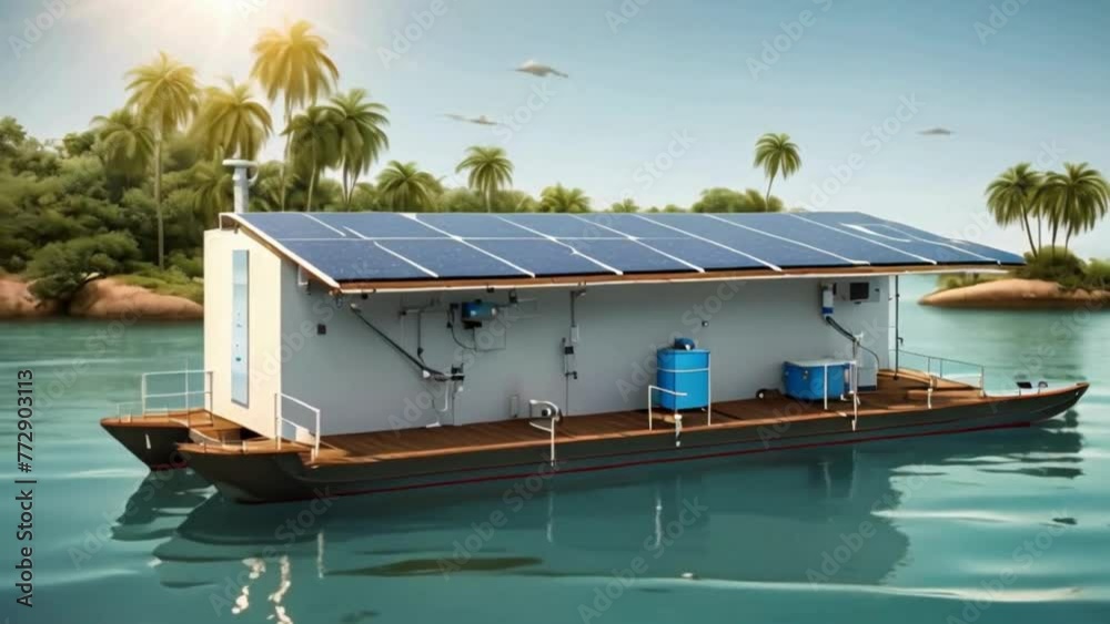 Solar-powered desalination barges providing clean drinking water to ...