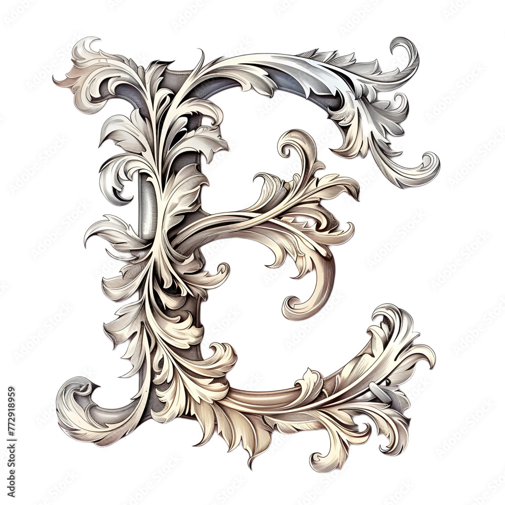 stylish Letter E with abstract black and white art -English alphabet ...