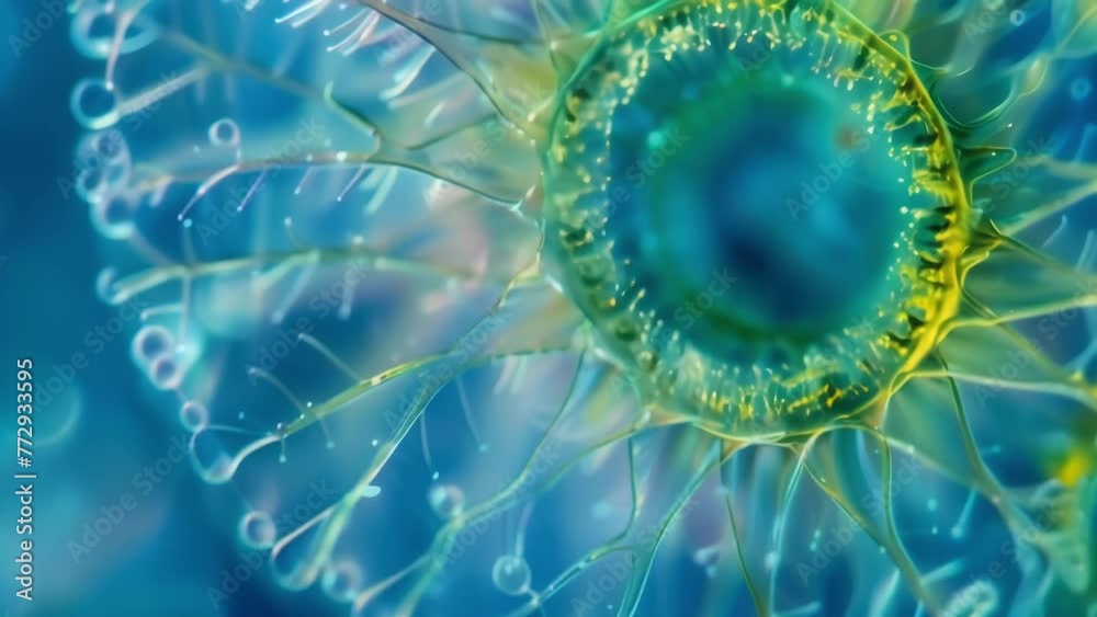 A microscopic view of a rotifers wheel structure showcasing the ...