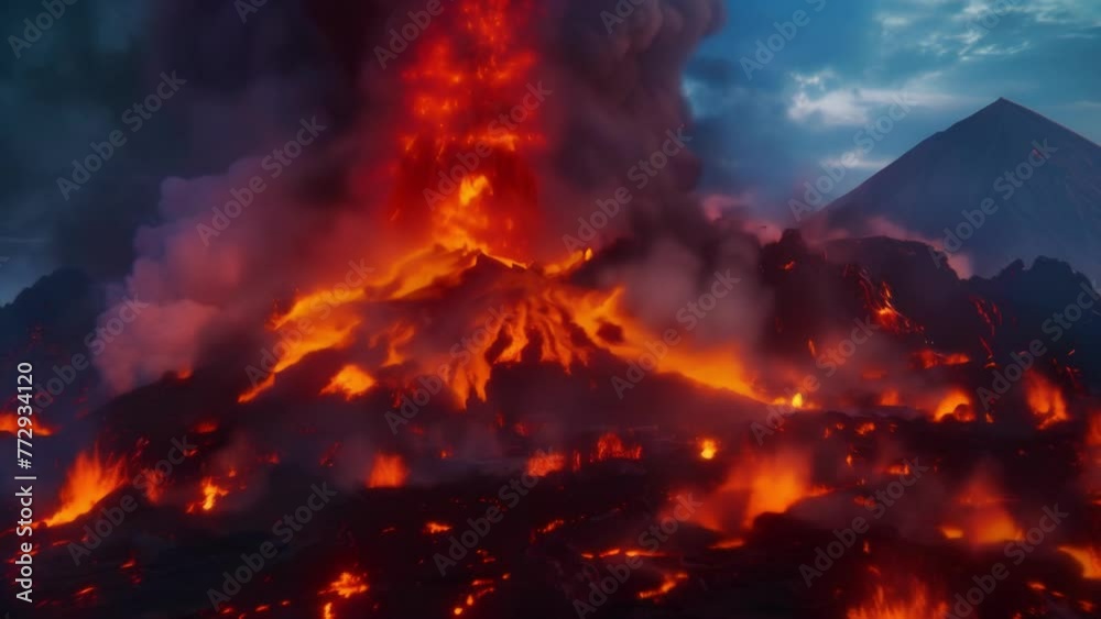 A spectacle of fire and color as molten lava and ash shoot high into ...