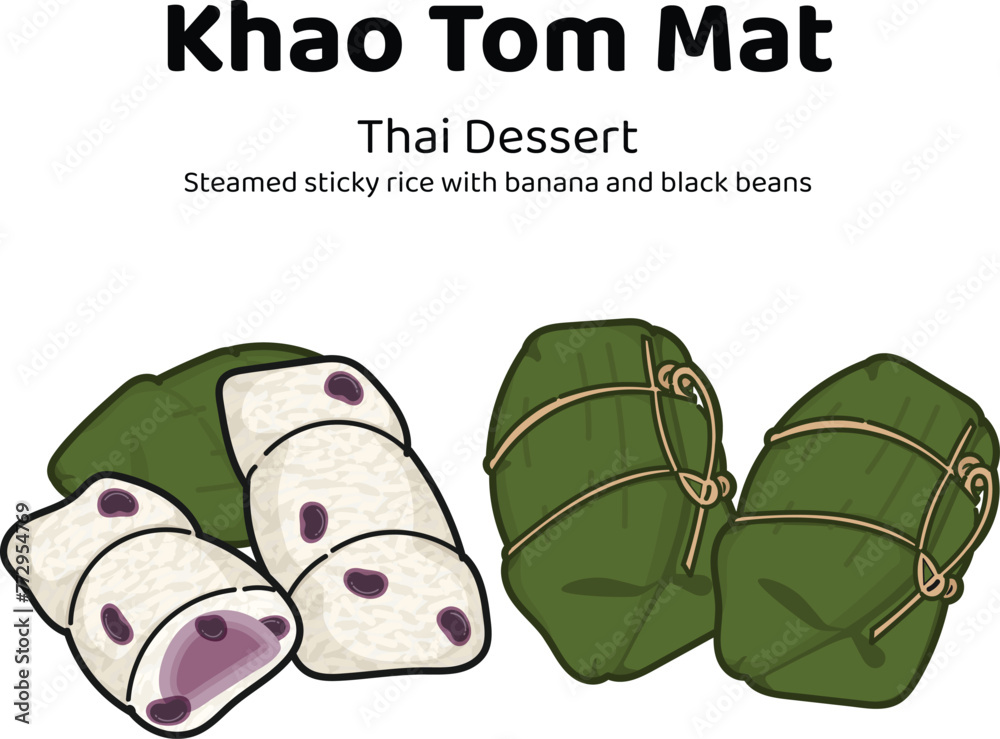 Thai dessert Thai desserts Steamed sticky rice with banana and black ...