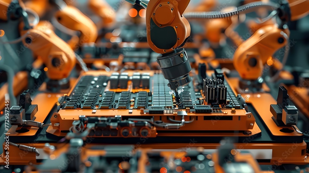 Automated assembly lines in electronics factories help save time and ...