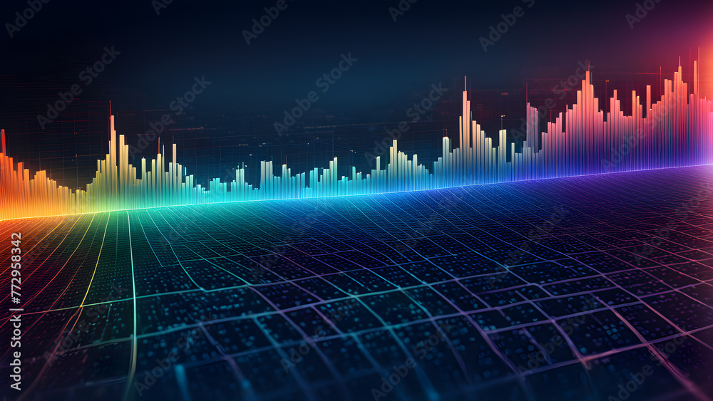 Colorful histograms and curve charts, statistical chart visualization ...