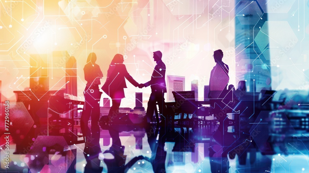 Compilation of business-related images featuring handshakes among ...