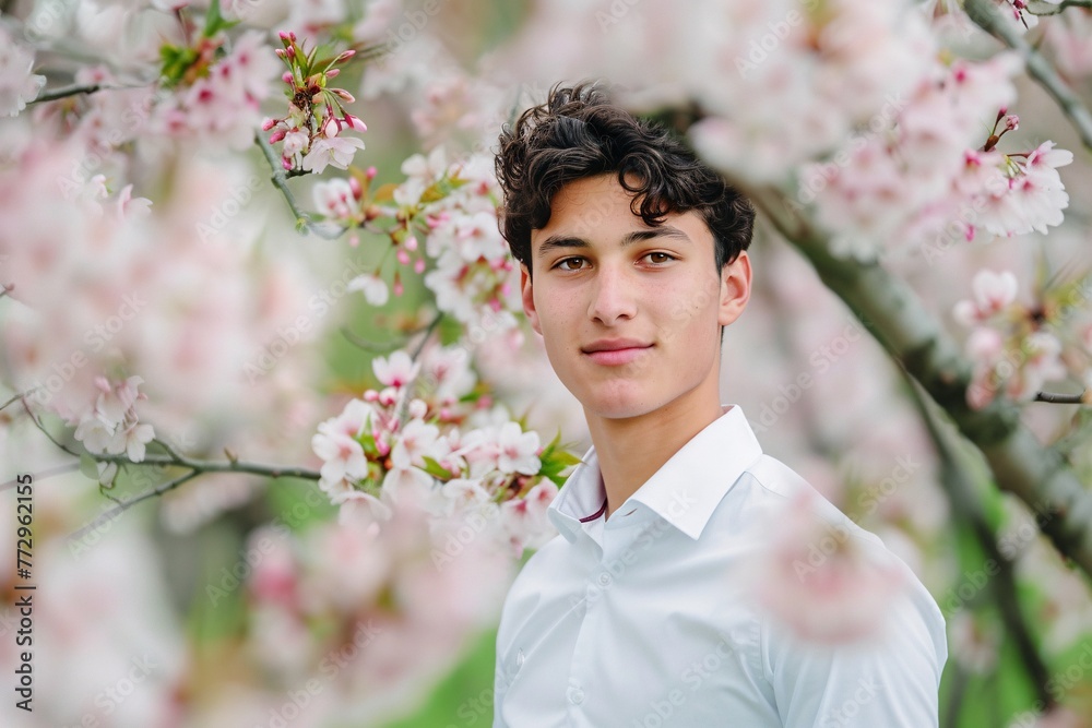 April Showers - A young man posing for a picture in front of a tree ...