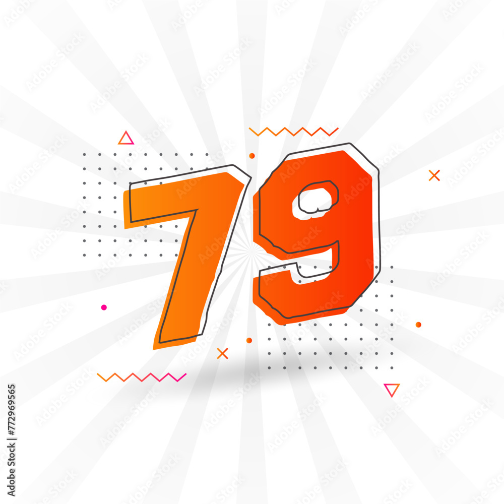 79 number vector font alphabet. Number 79 with decorative element stock ...