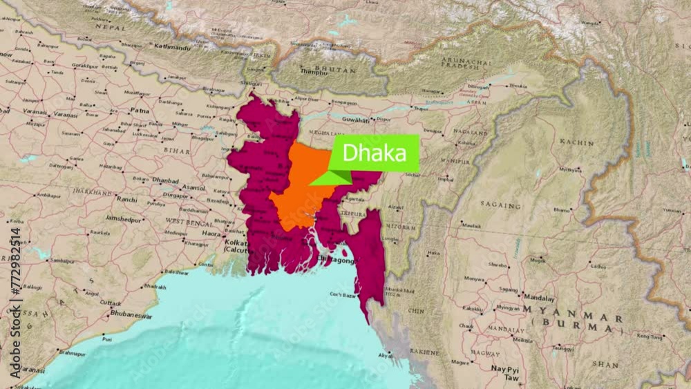 map of Dhaka, the capital of Bangladesh.Zooming In: Exploring the ...