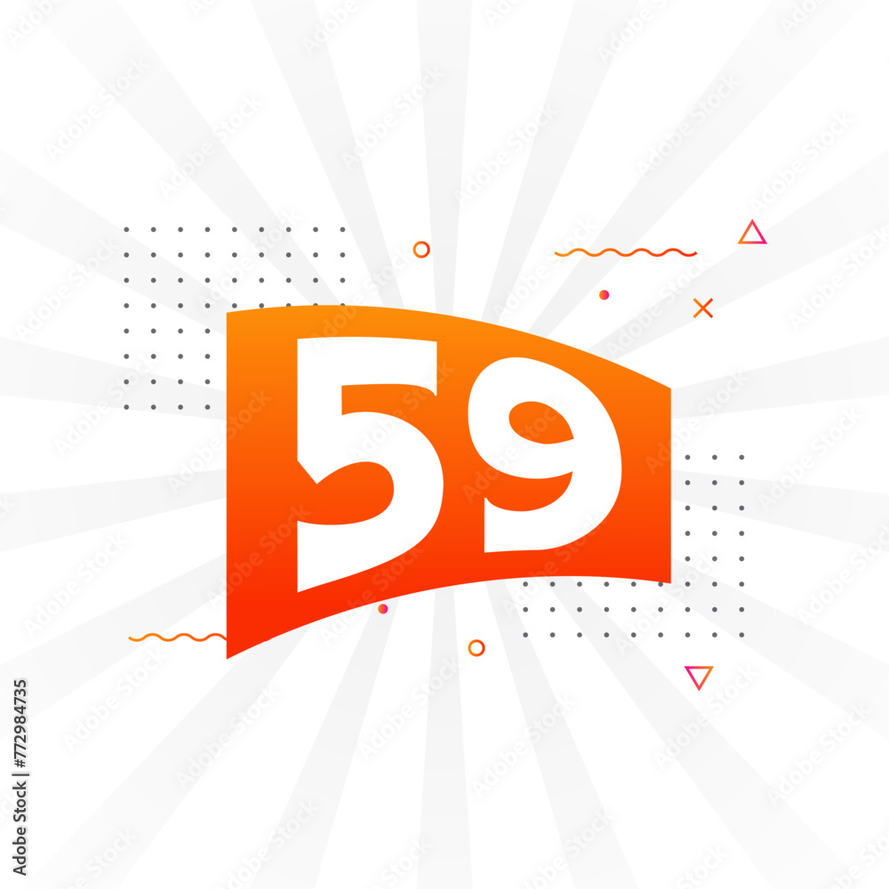 59 number vector font alphabet. Number 59 with decorative element stock ...
