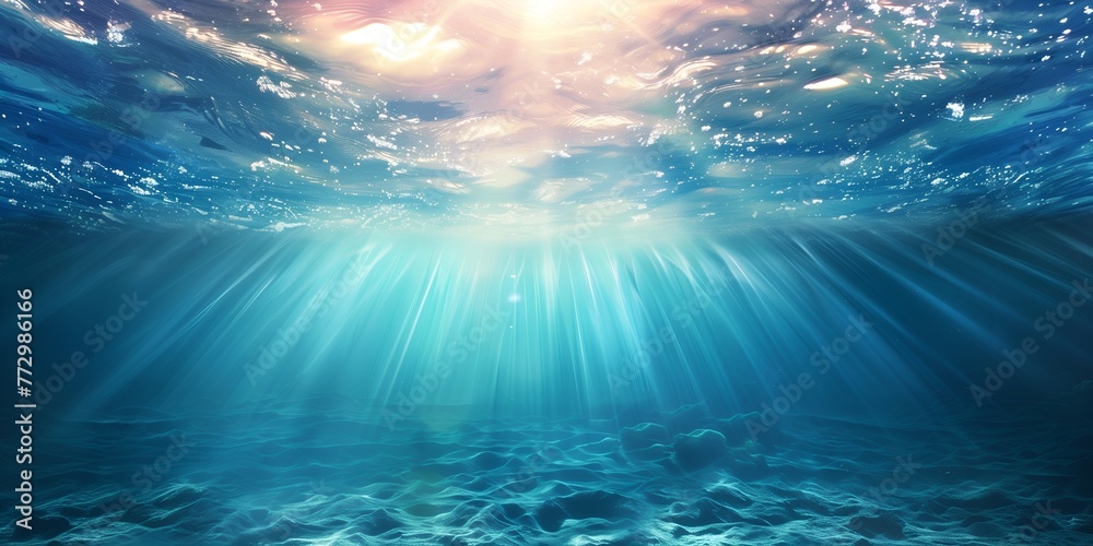 Light clean transparent water background, underwater light rays ...
