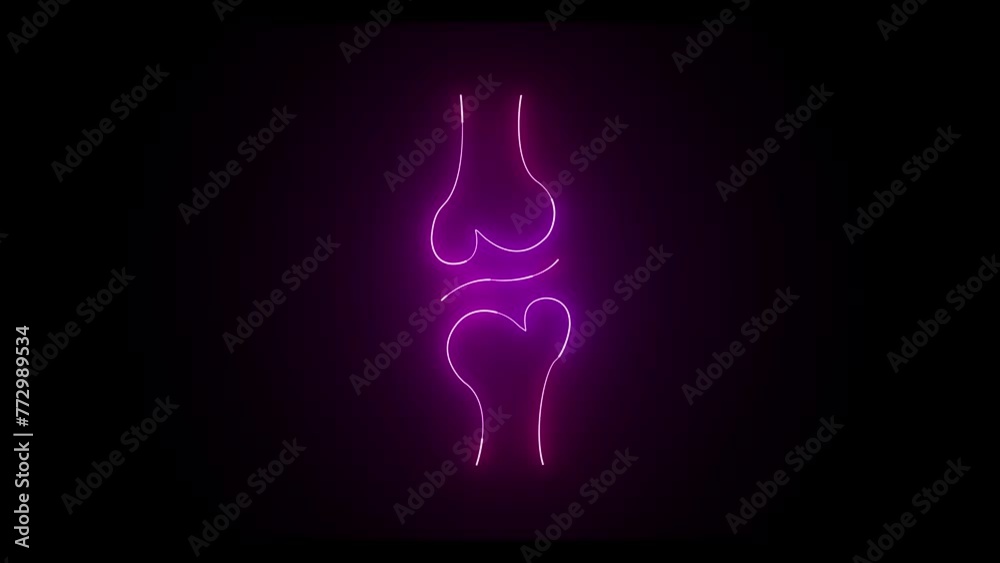 Glowing Bone icon animation. neon Knee bones icon. Arthritis knee joint ...