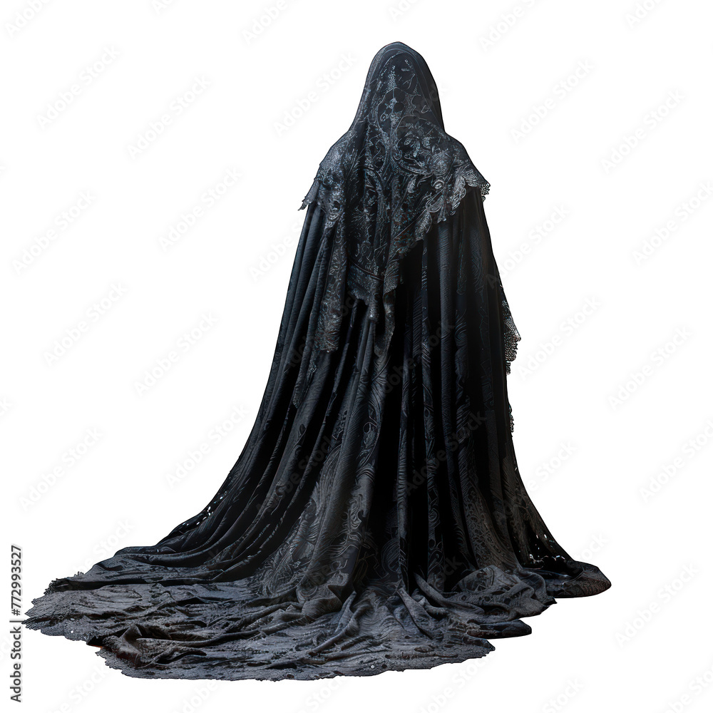 black cloak without people, ghost dress, Isolated on a transparent ...