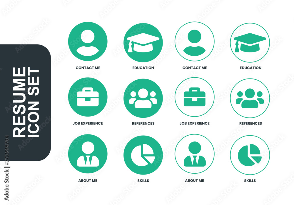 resume icon. resume icons set. Set of modern design icons and ...