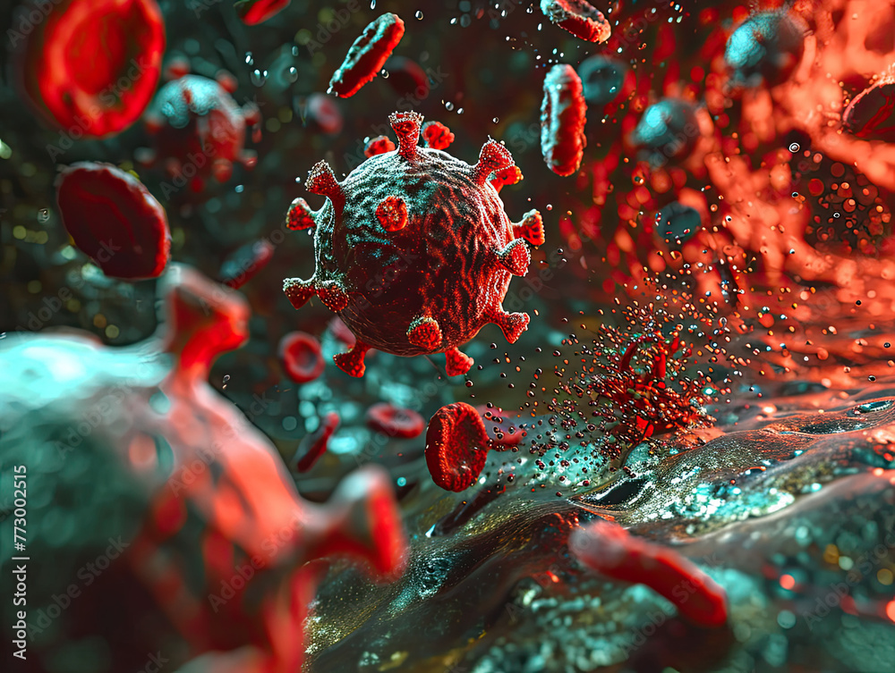 High-resolution image of the Herpes Simplex Virus (HSV) near human ...