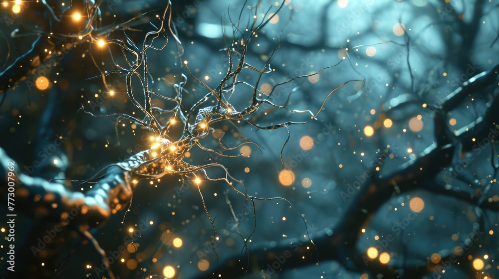 Image of neurons transmitting electrical impulses, showcasing the ...