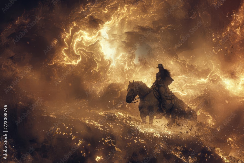 Apocalyptic scenario with pale horse and rider, biblical end times ...