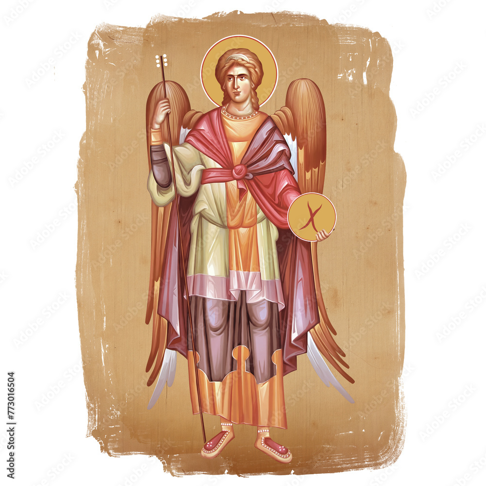 Archangel Gabriel. Christian illustration in pastel colors in Byzantine ...