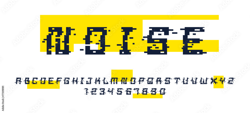 Glitch noisy geometric vector font in analog style, futuristic ...