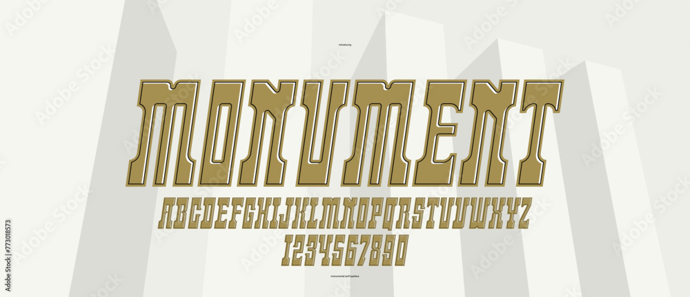 Colossal and monumental epic font, vintage vector typeface for emblems ...