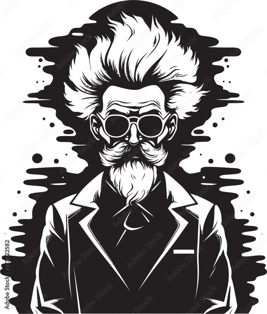 Creative Chemistry Vector Logo Graphics Brainwave Burst Mad Scientist ...