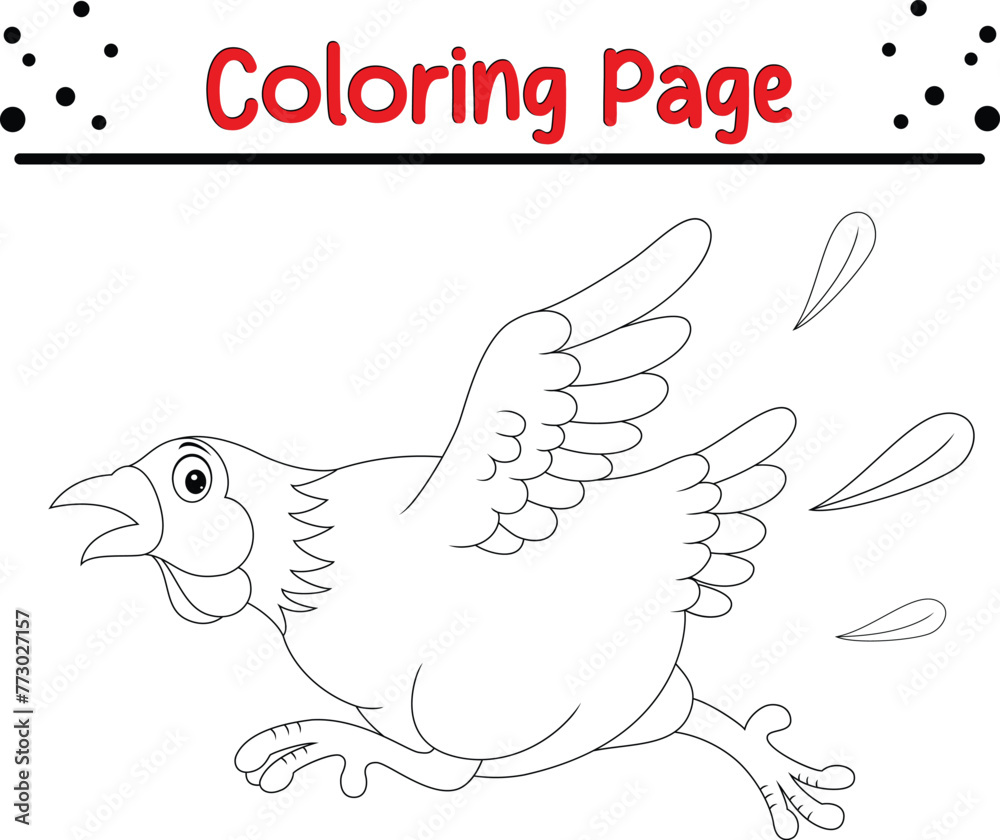 Cute chicken hen coloring page for kids. Animal coloring book Stock ...