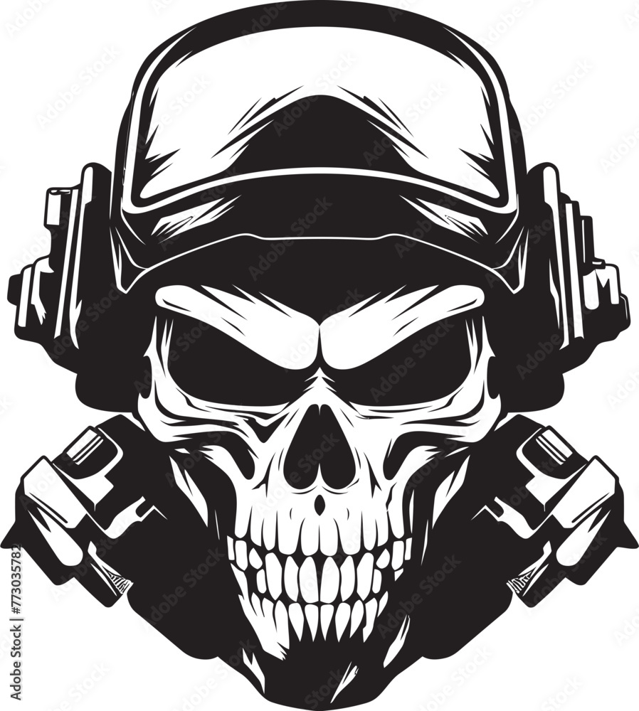 Skull Strategist Dynamic Emblem Depicting Tactical Military Skull Icon ...