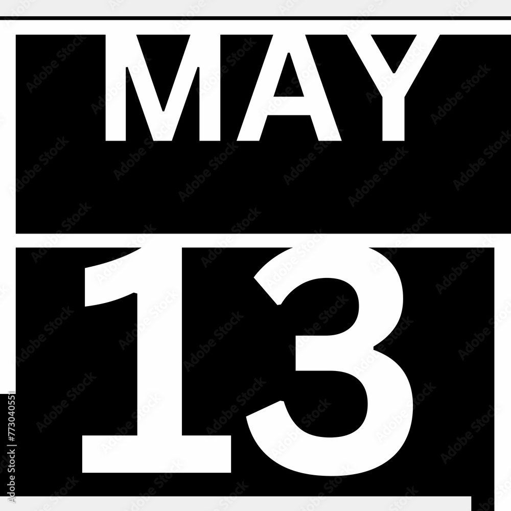 MAY 13 . Modern calendar icon .date ,day, month .Flat style calendar ...