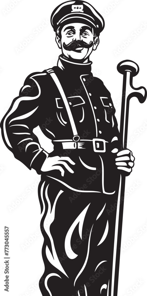 Firefighter Frontiersman Vector Logo Illustrating a Fearless Explorer ...