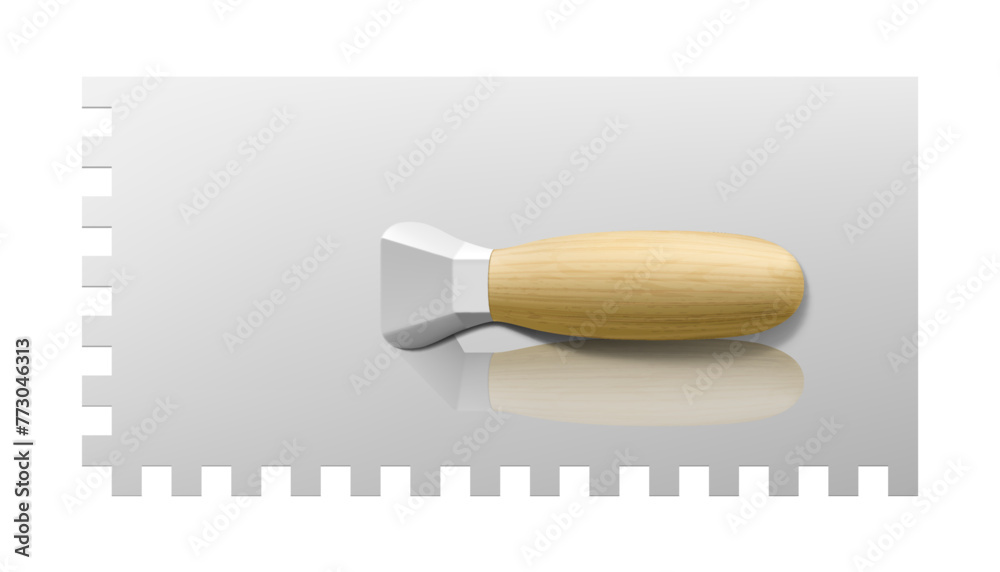 Isometric notched tiling trowel. Four-sided Serrated Spatula. Working ... Isometric notched tiling trowel. Four-sided Serrated Spatula. Working ...
