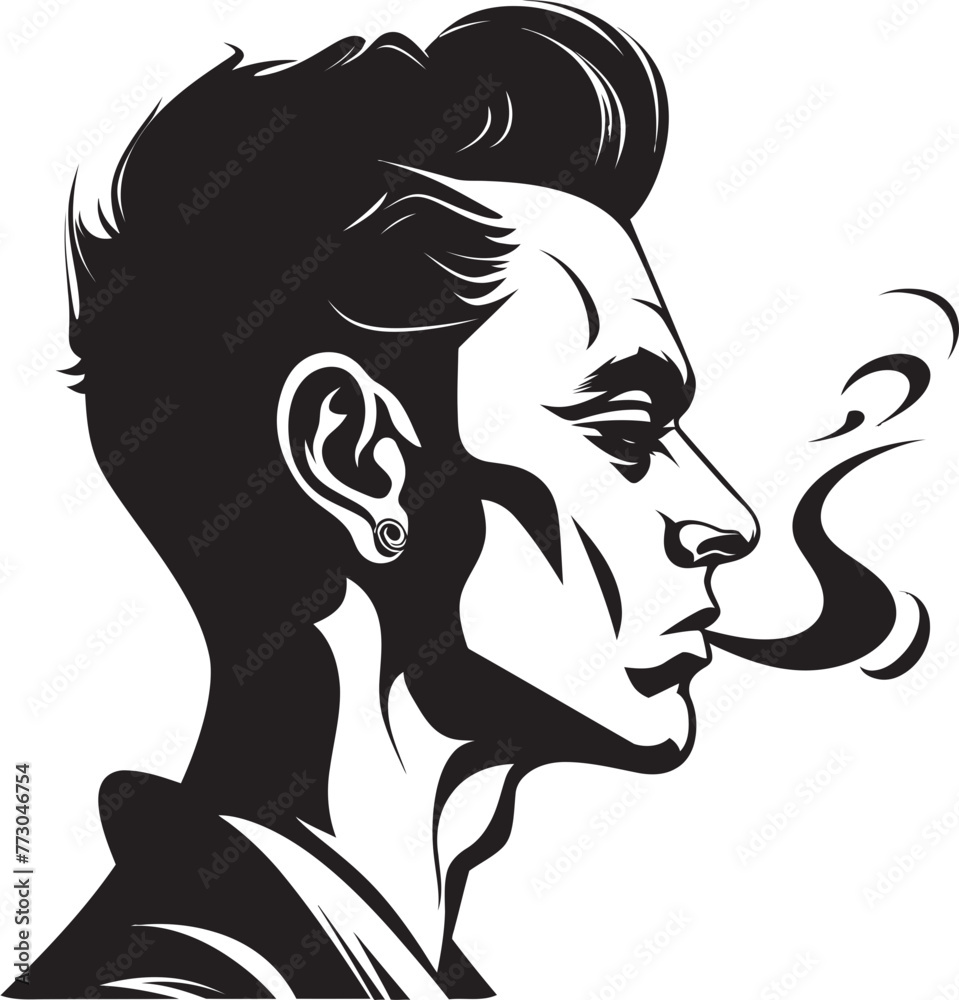 Slick Smoke Trendy Guy with a Smokin Attitude Vector Logo Stylish ...
